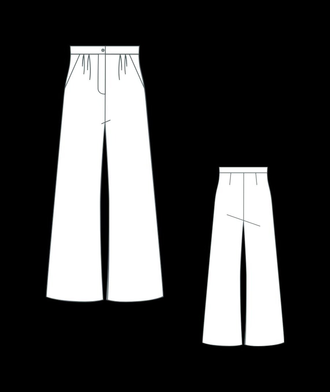 Two Piece Set Sewing Pattern PDF: Wide Leg Pants & Crop Top (sizes 2-30 ...