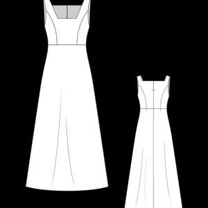 Princess Seam Long Dress Sewing Pattern - Square Neck (PDF Pattern) - Etsy
