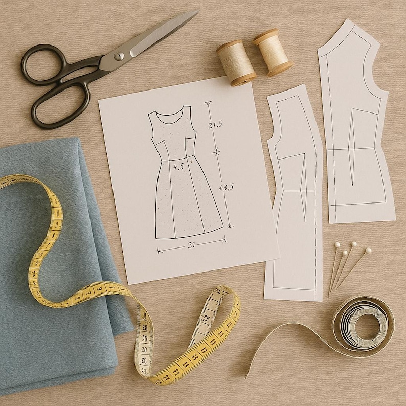 Princess Seam Long Dress Sewing Pattern - Square Neck (PDF Pattern) - Etsy