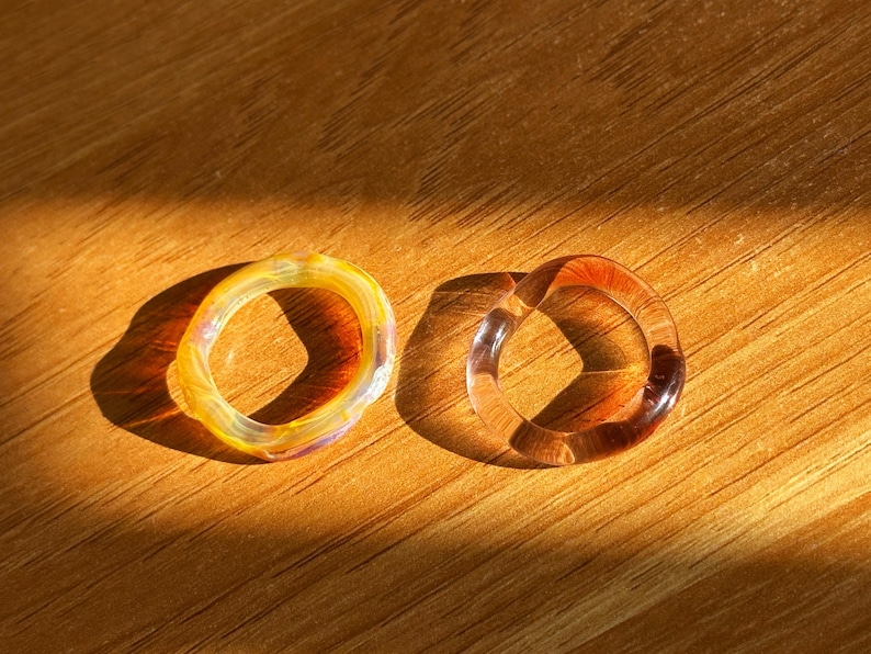 Handmade Irregular Glass Ring Set – Organic Sculptural Glass Bands ...
