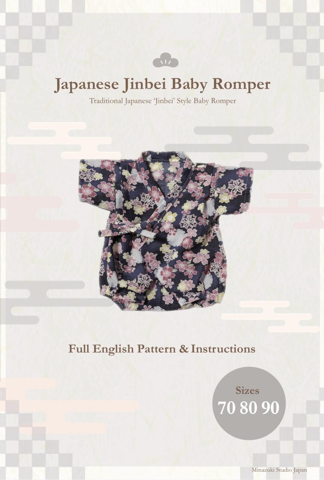 Japanese Jinbei Baby Romper Sewing Pattern | Traditional Japanese Baby ...