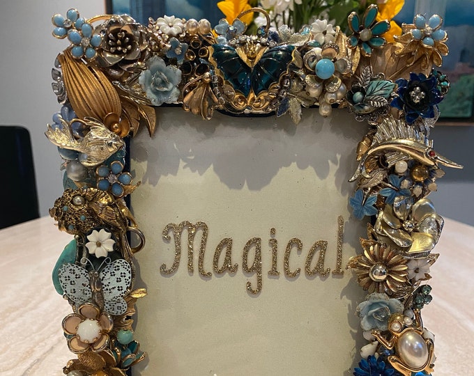 MAGICAL Vintage Jeweled Picture Frame OOAK Embellished and Encrusted ...