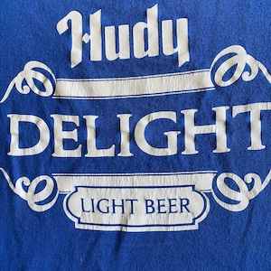 Hudy Delight Light Beer Vintage 80's Blue T Shirt Worn Crackled Famous ...