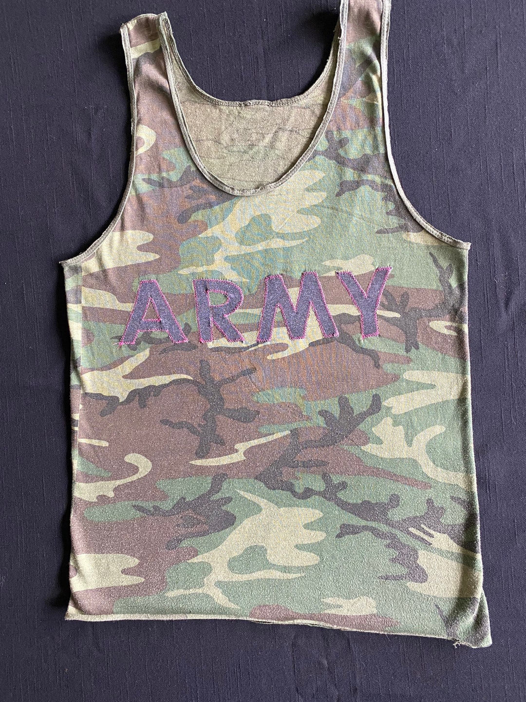 Vintage ARMY Camouflage Tank Top Re Done Re Worked ARMY Logo ...