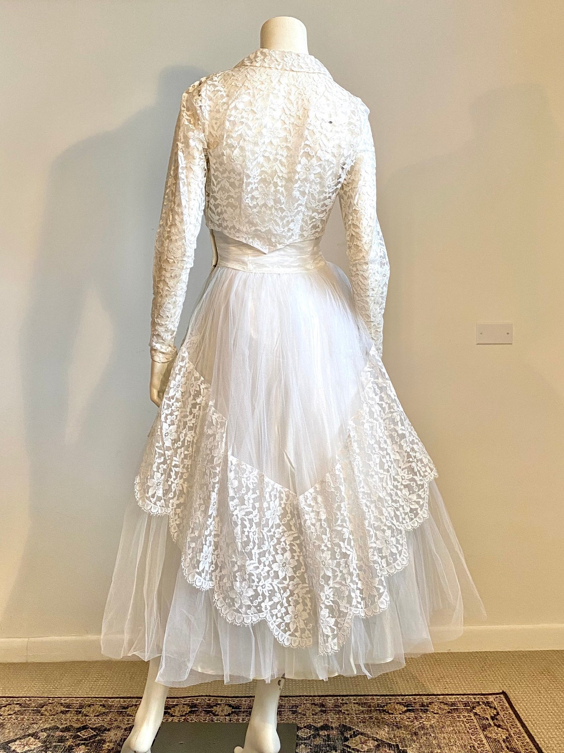 50s Early 60s Wedding Prom Cotillion Dress Fabulous Iconic White Lace ...