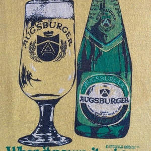 1980’s AUGSBURGER BEER Bright Yellow and Green T Shirt When It Pours ...