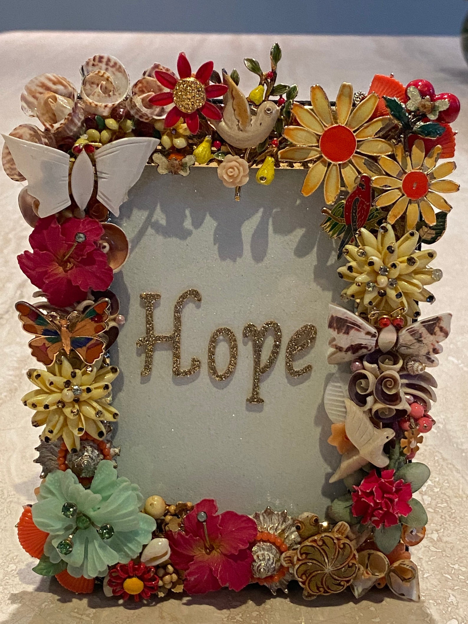 OOAK Vintage Jeweled Picture Frame HOPE an Inspiring Fantastic Array of ...