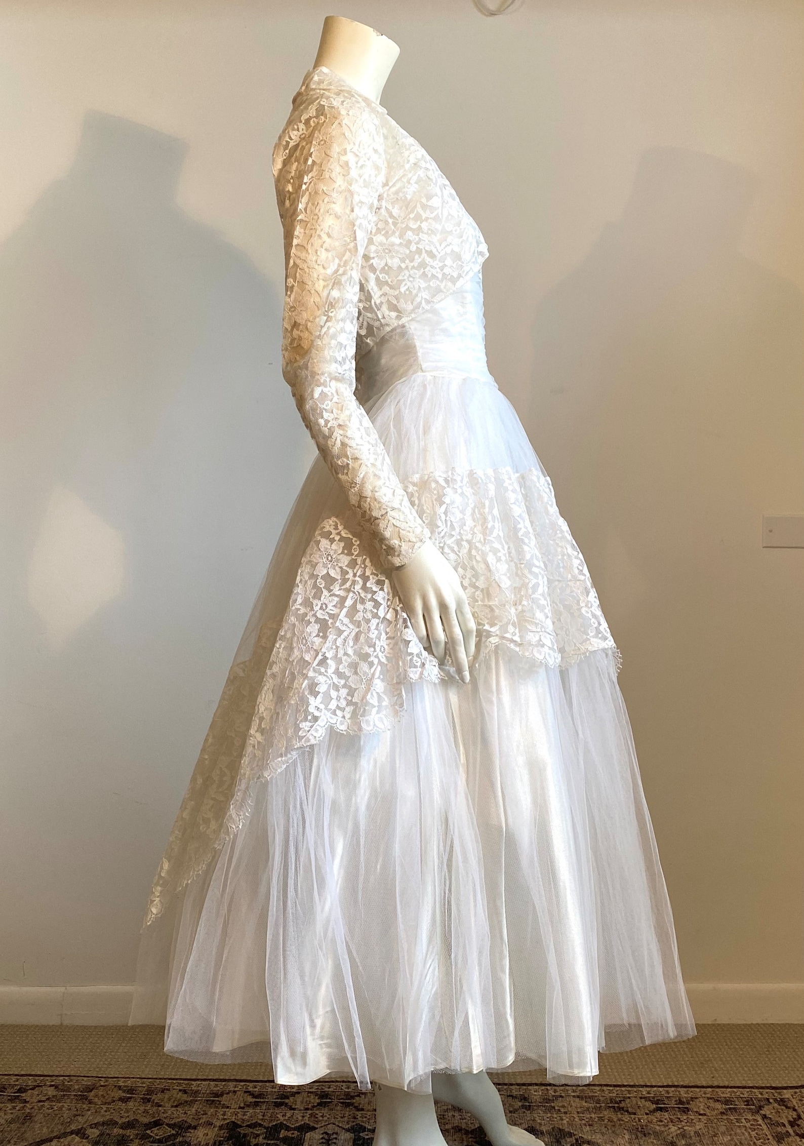 50s Early 60s Wedding Prom Cotillion Dress Fabulous Iconic White Lace ...