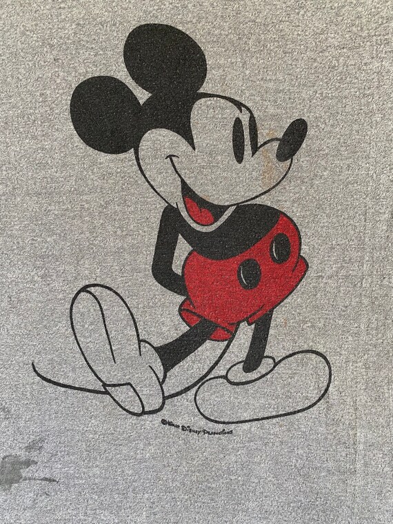 80's Disney Mickey Mouse Graphic Gray Heather Ringer … - Gem