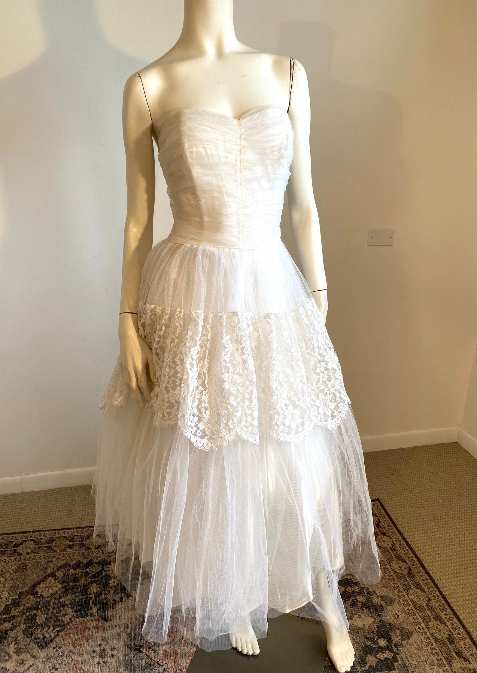 50s Early 60s Wedding Prom Cotillion Dress Fabulous Iconic White Lace ...