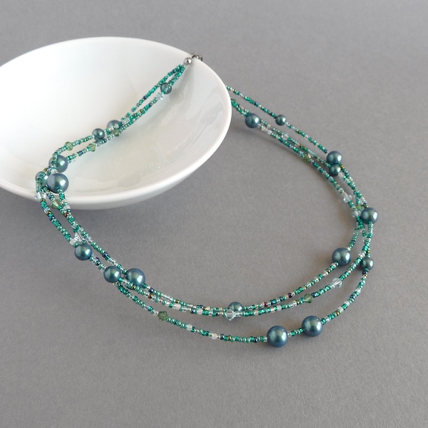 Dark Green Necklace Etsy