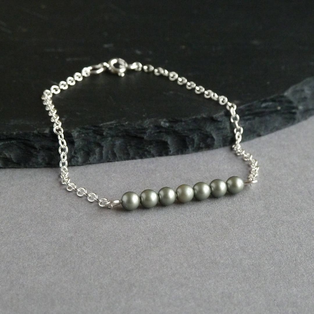 Sage Green Pearl Bracelet - Olive Green Bridesmaids Gifts - Pistachio ...