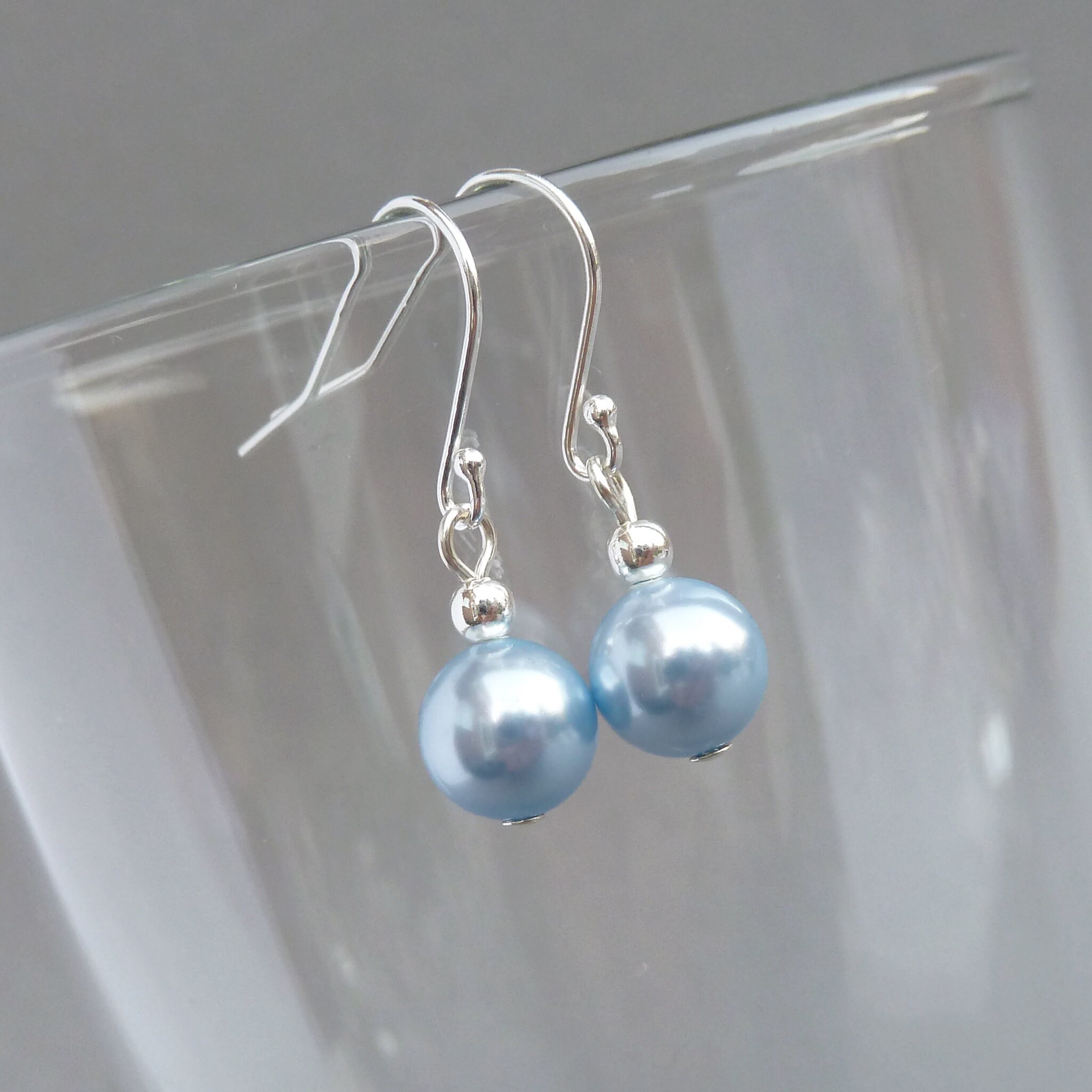 Pale Blue Floating Pearl Jewellery Set Powder Blue - Etsy UK