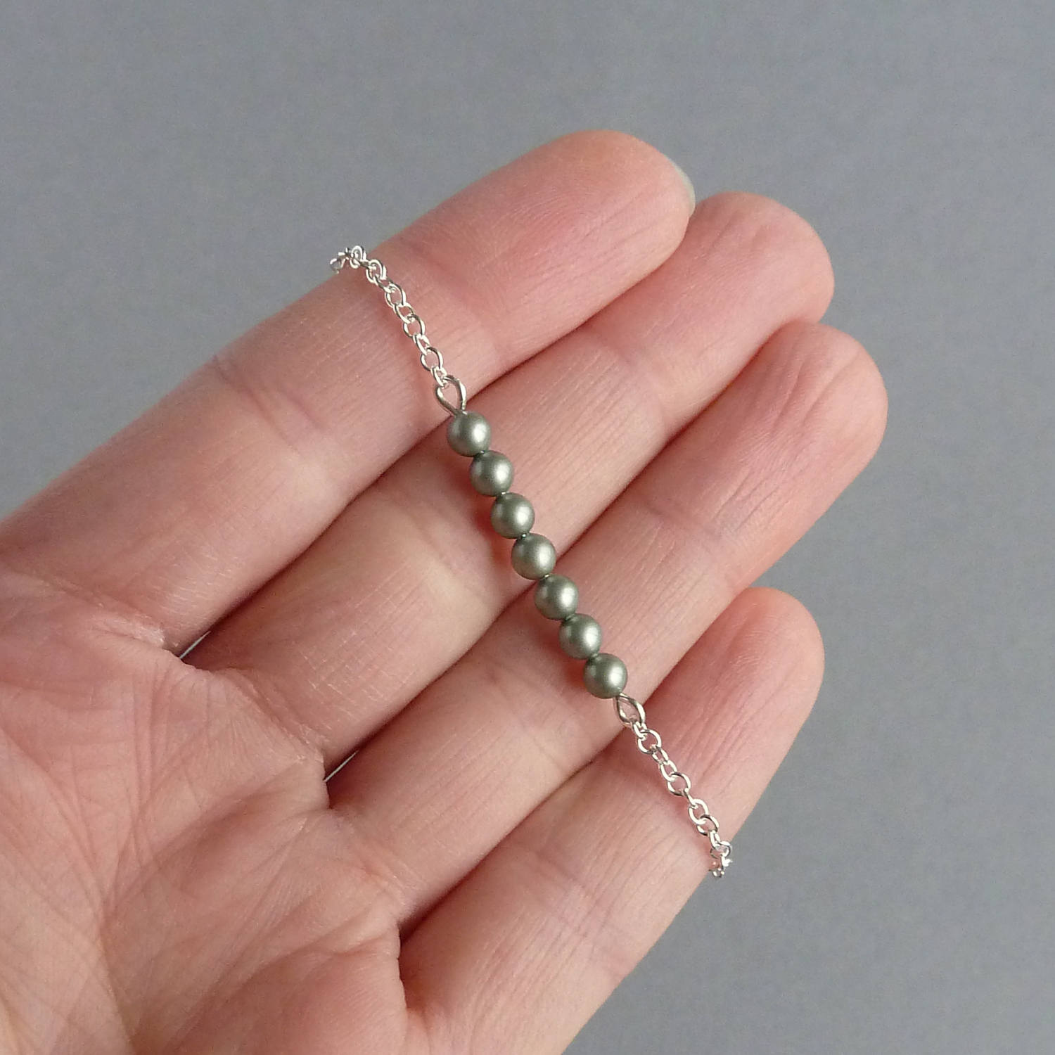 Sage Green Pearl Bracelet - Olive Green Bridesmaids Gifts - Pistachio ...
