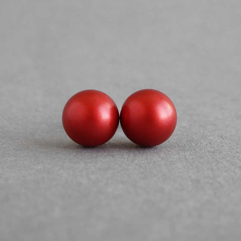 Red Stud Earrings - Etsy