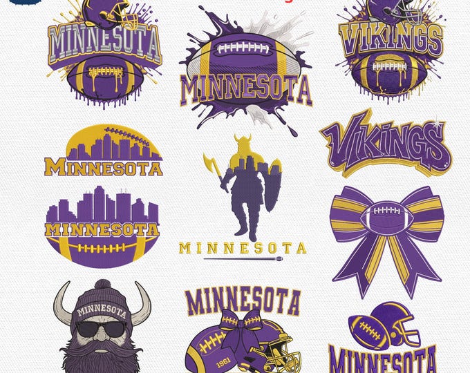 Minnesota Football Embroidery Bundle, Game Day Embroidery Set ...