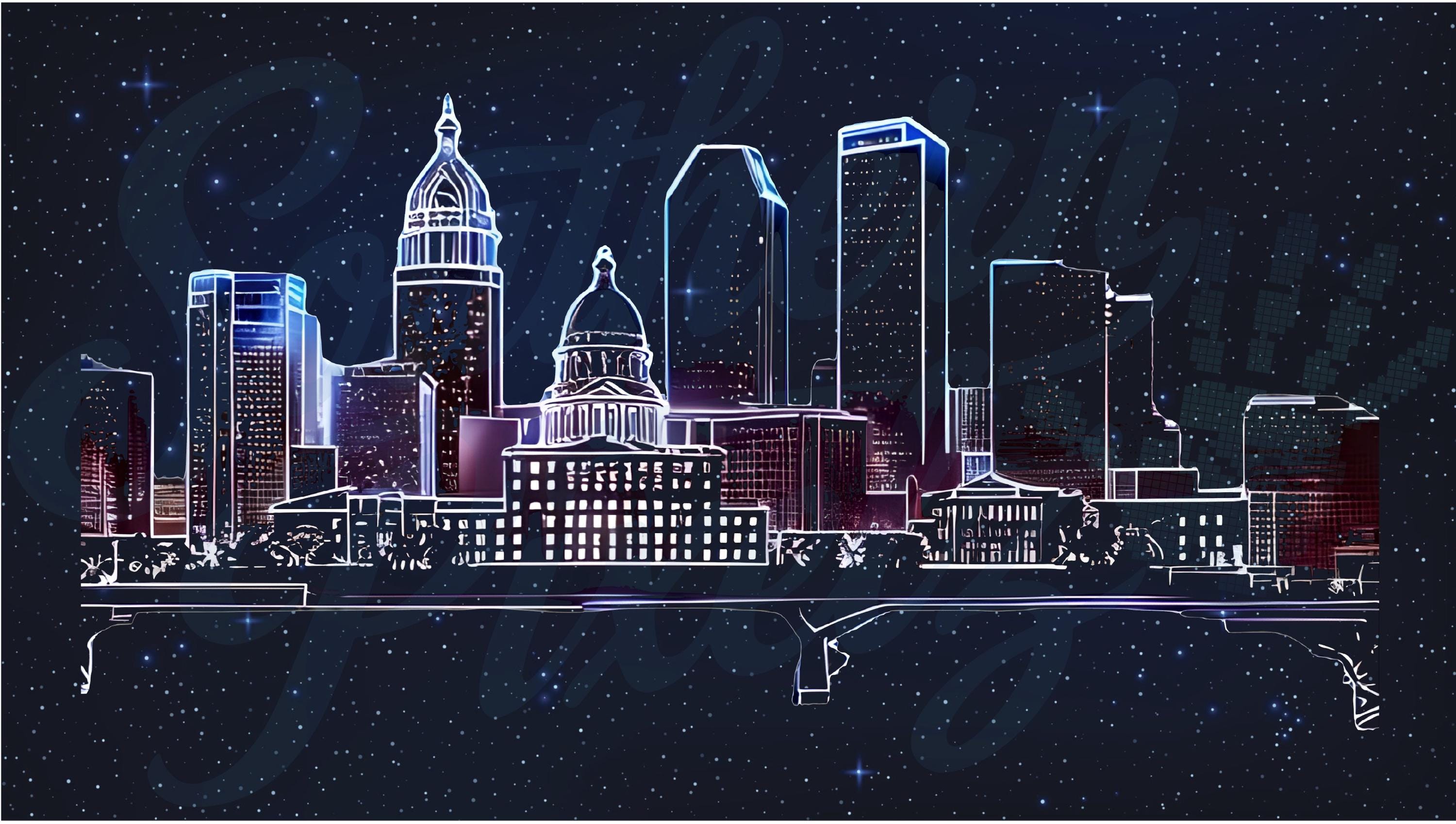 Texas Skyline PNG | Neon Design | Austin Texas Graphic | City Lights ...