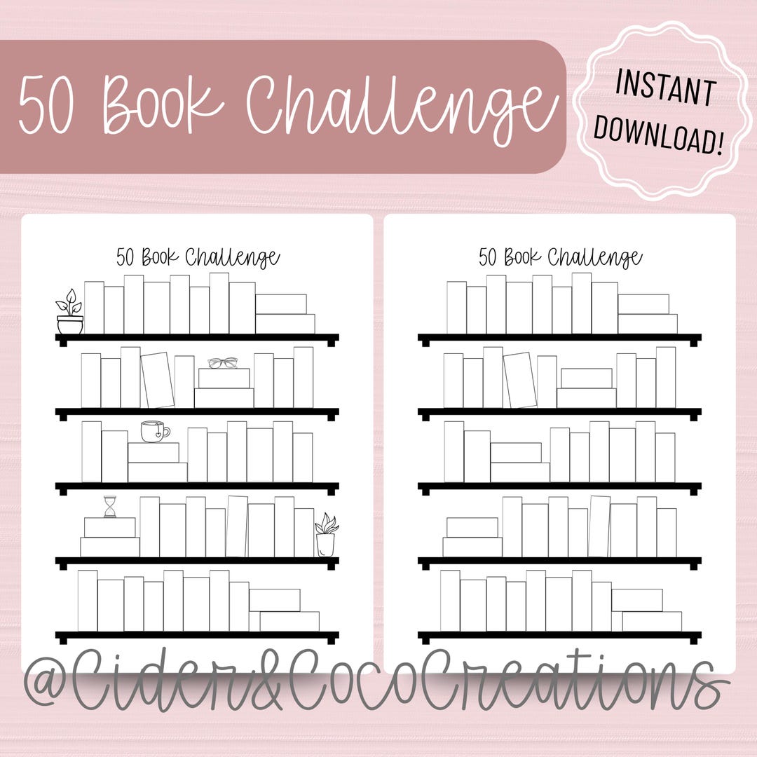 50 Book Challenge, Reading Challenge, PRINTABLE Journal Page, Book ...