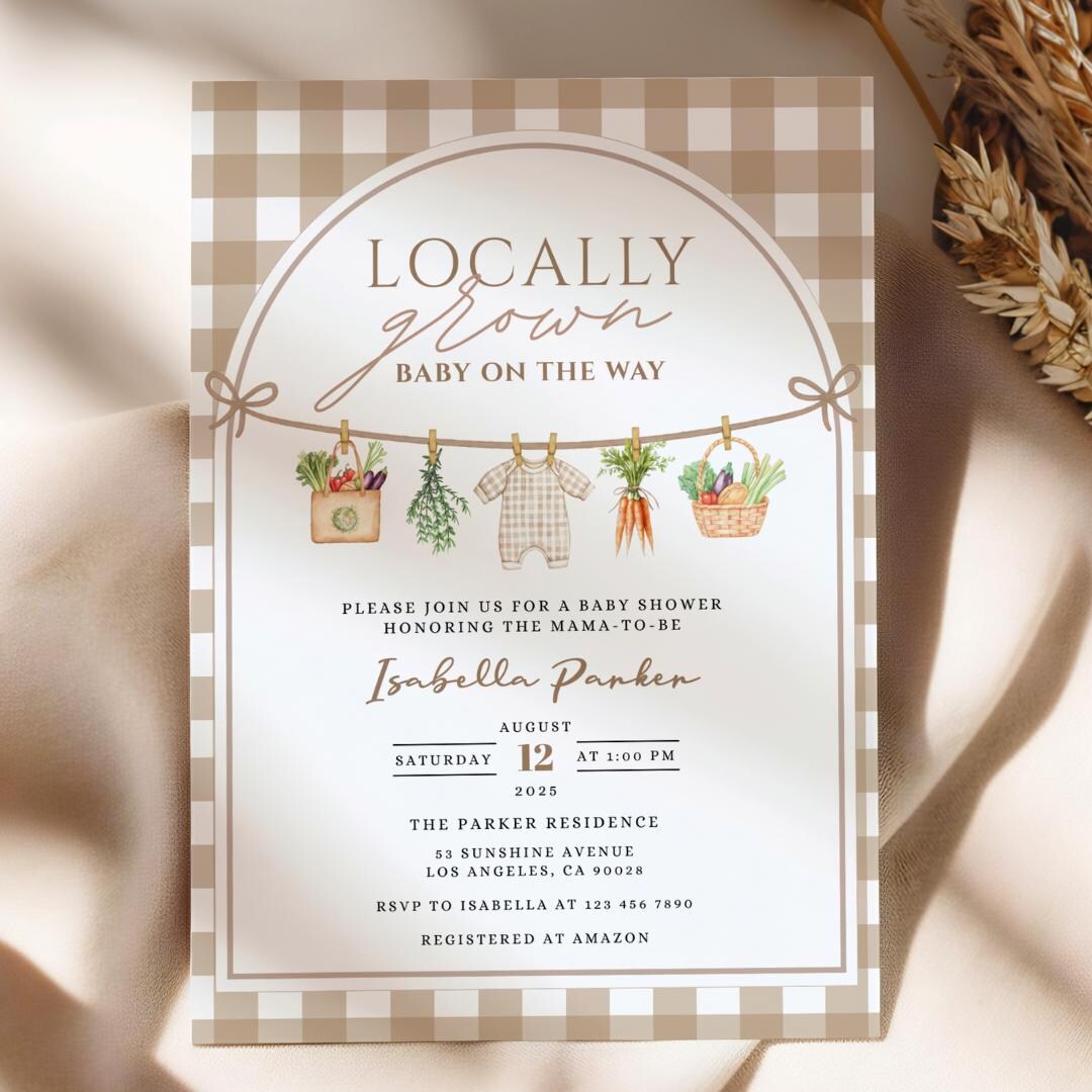 Locally Grown Baby Shower Invitation, Farmers Market Baby Shower ...