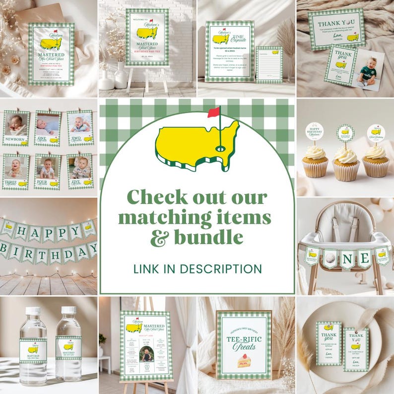Golf 1st Birthday Party Signs Bundle, Masters First Birthday Signs ...