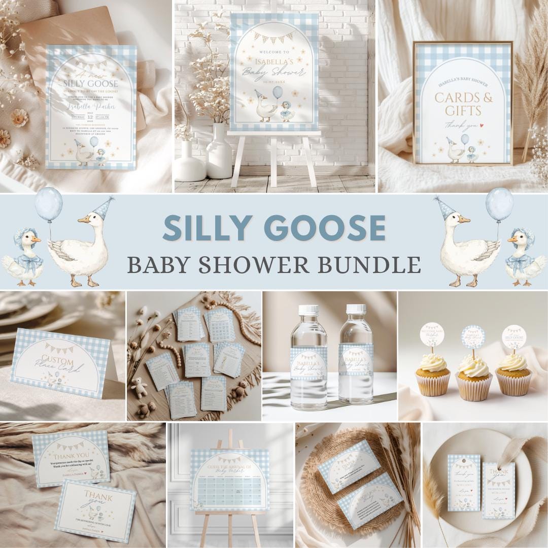 Editable Silly Goose Baby Shower Bundle, Daisy Geese Baby Shower Invite ...