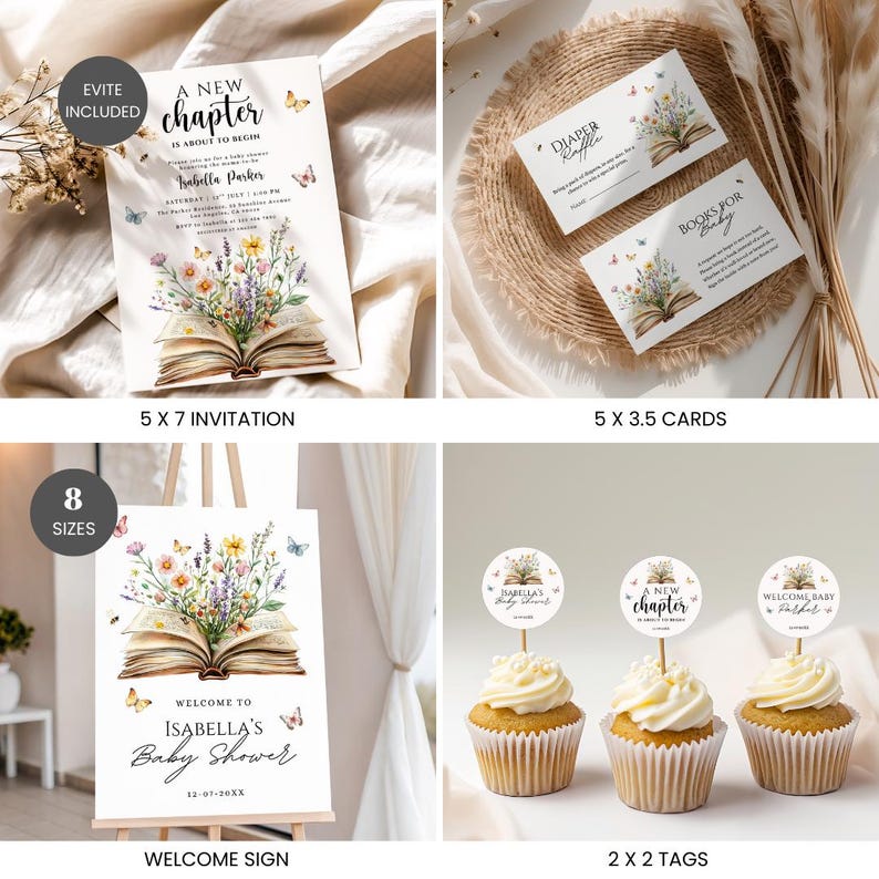 A New Chapter Begins Baby Shower Bundle, Storybook Baby Shower Bundle ...