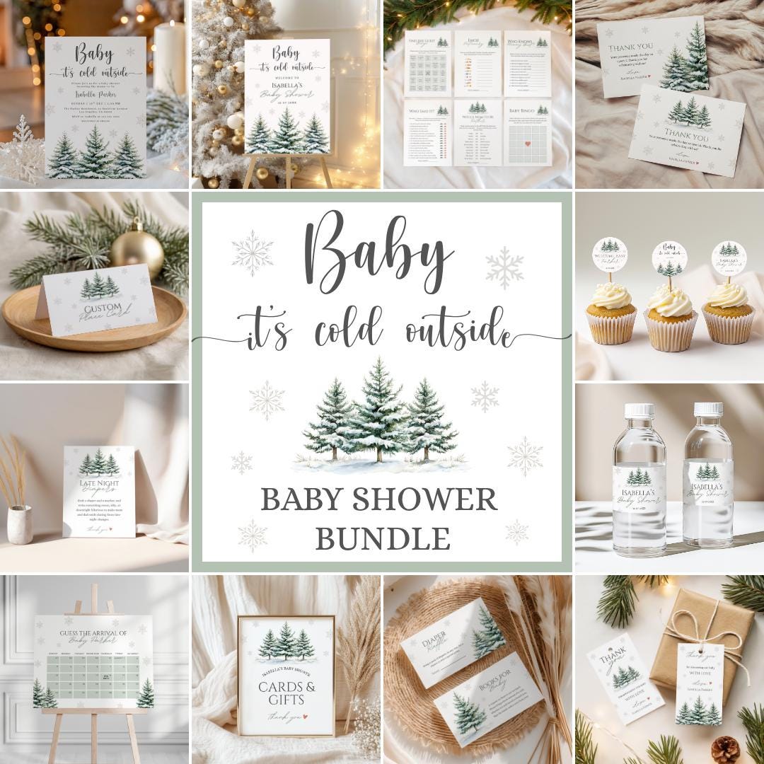 Editable Baby It's Cold Outside Baby Shower Bundle, Winter Baby Shower ...