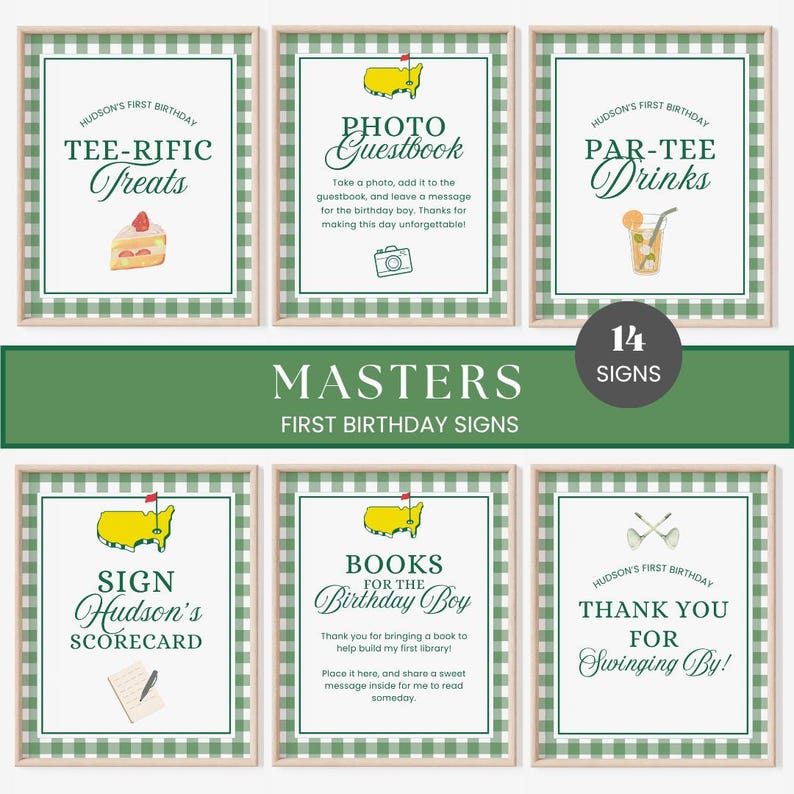 Golf 1st Birthday Party Signs Bundle, Masters First Birthday Signs ...