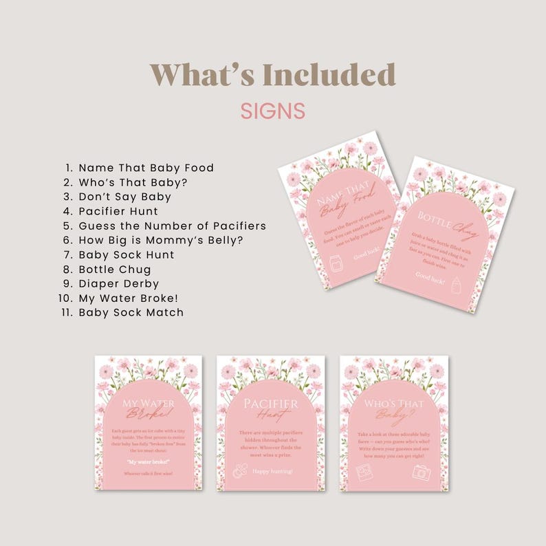 Baby in Bloom Baby Shower Games Bundle, Editable Baby Shower Games ...