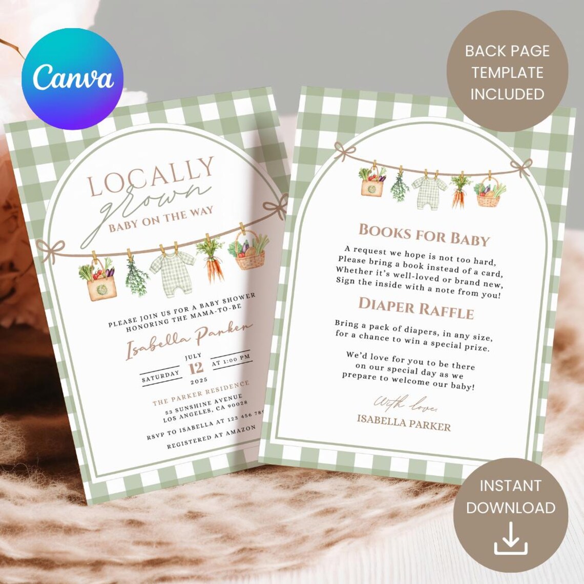 Locally Grown Baby Shower Invitation, Farmers Market Baby Shower ...