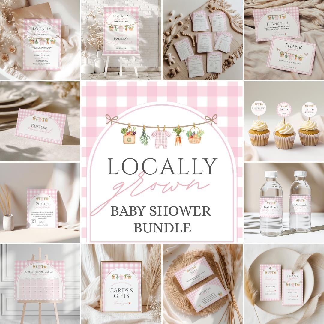 Pink Locally Grown Baby Shower Bundle, Farmers Market Baby Shower ...