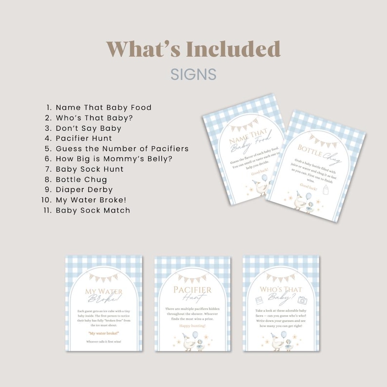 Silly Goose Baby Shower Games Bundle: 50+ Party Games & Signs (digital ...