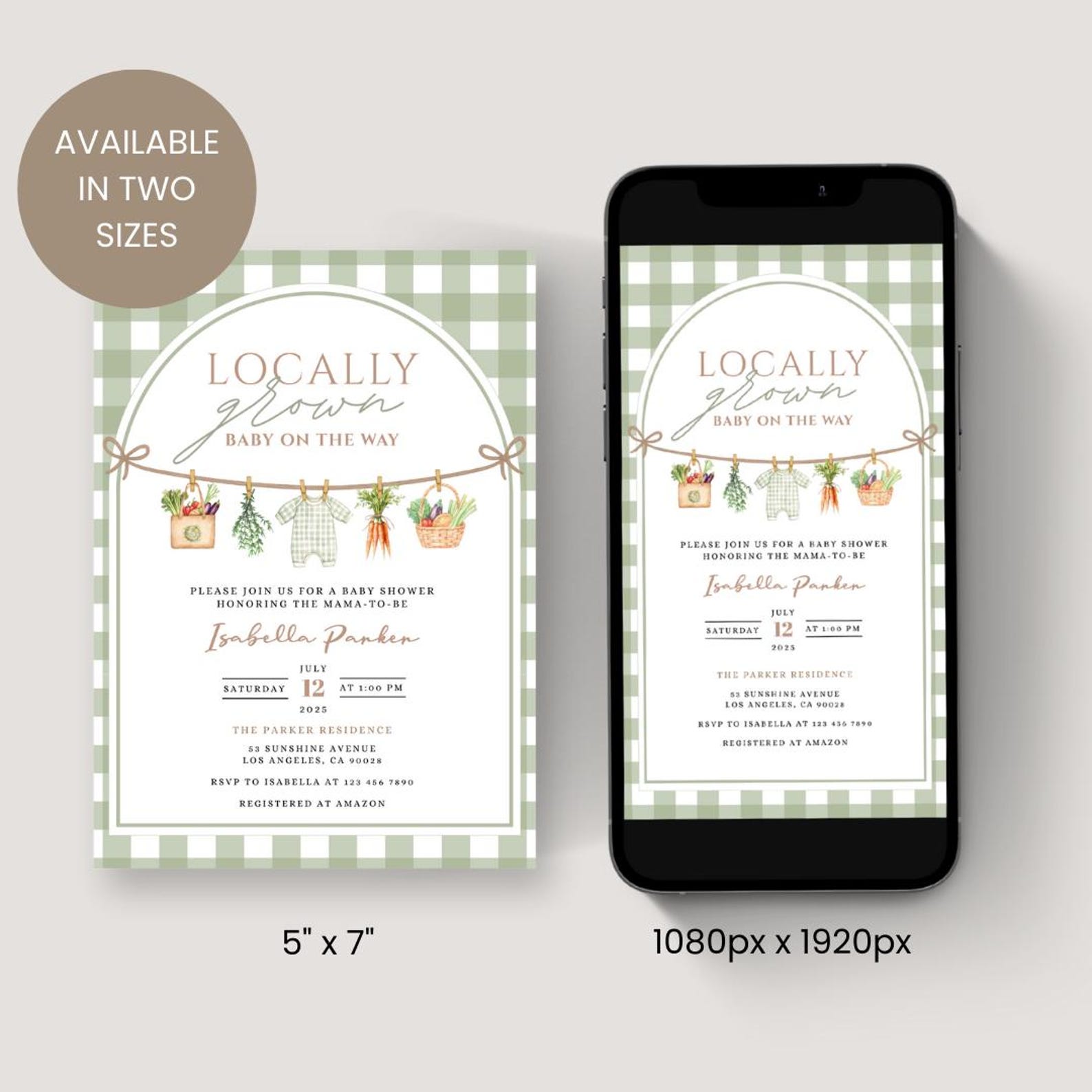 Locally Grown Baby Shower Invitation, Farmers Market Baby Shower ...