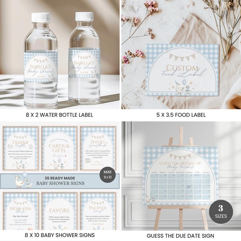 Editable Silly Goose Baby Shower Bundle, Daisy Geese Baby Shower Invite ...
