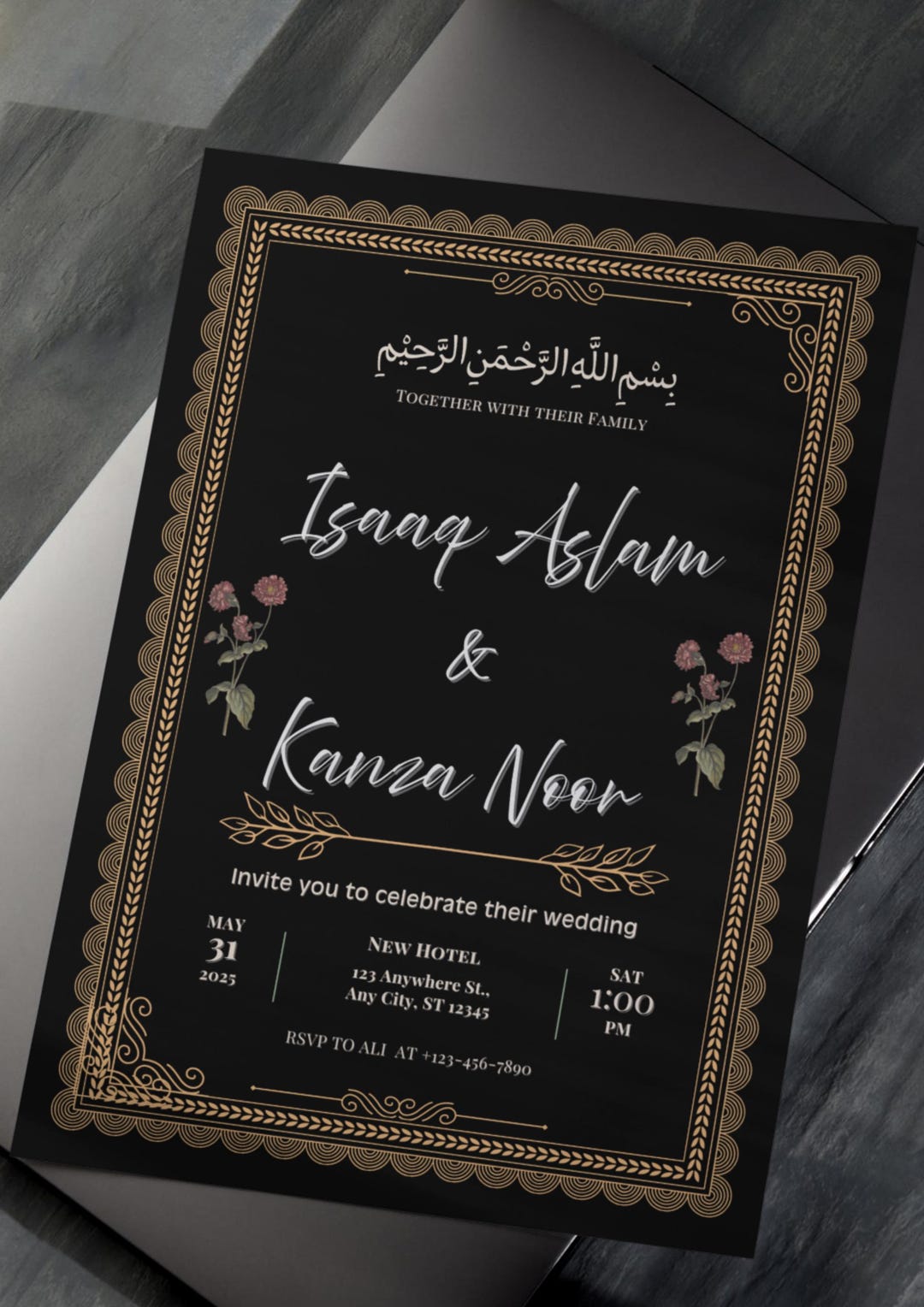 Muslim Wedding Invitation Card Digital Download, Editable Nikah ...