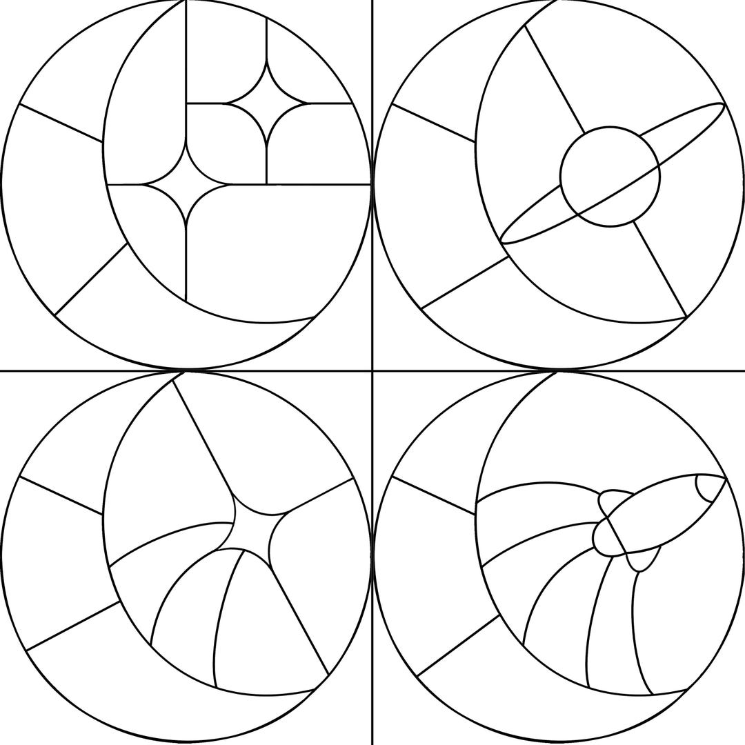 4 Pdf Stained Glass Space Themed Patterns - Etsy
