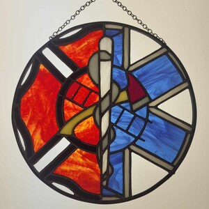 Stained Glass Firefighter Cross and EMS Star Pattern - Etsy