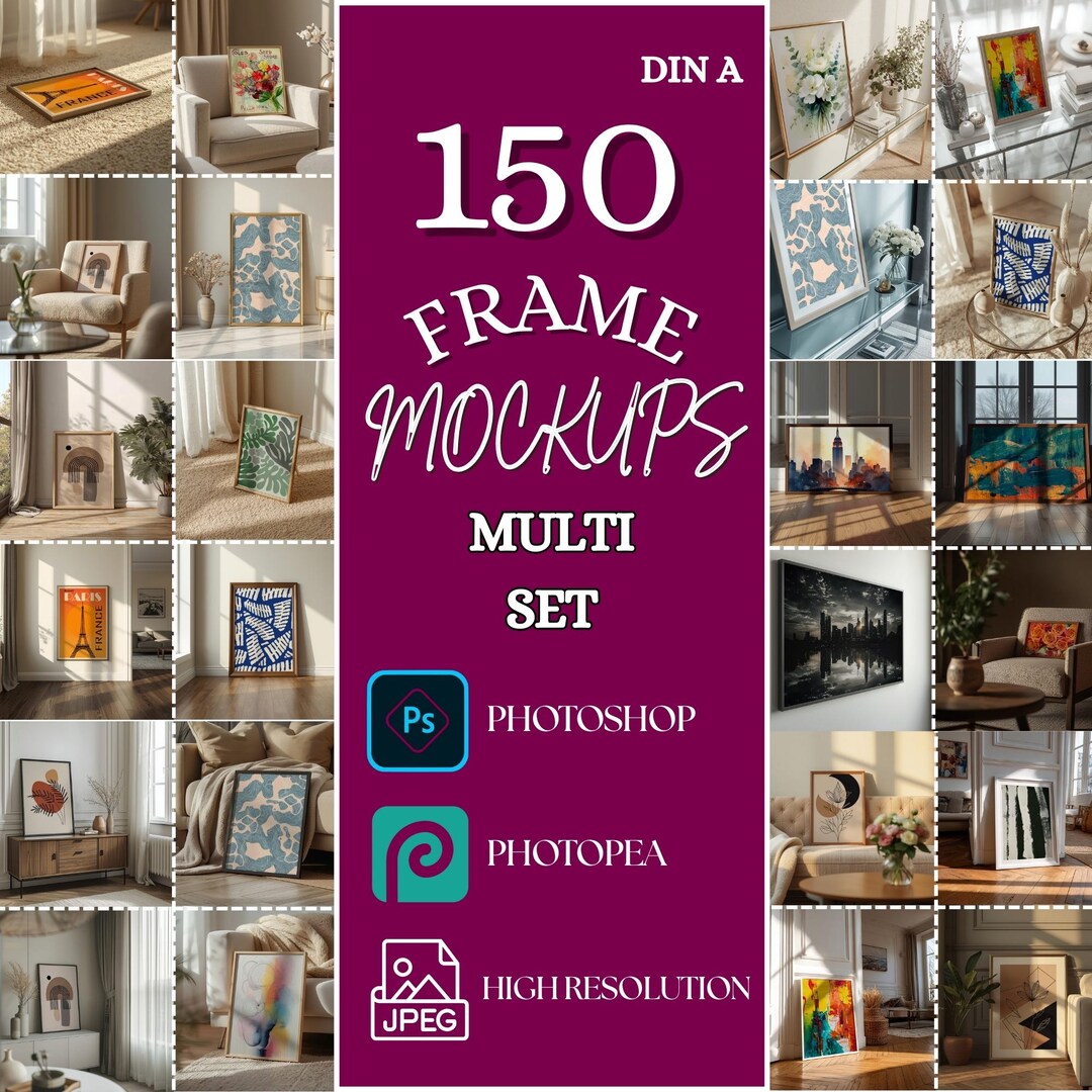 Frame Mockup MEGA Bundle – 150 PSD Smart Objects + 150 JPEG, Wall Art ...