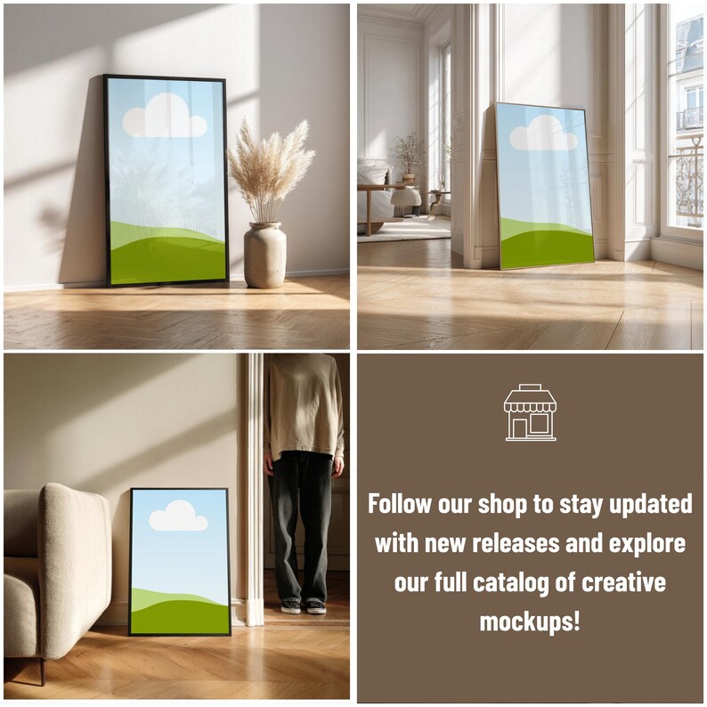 Vertical Frame Mockup Bundle: Modern Wall Art Display (JPEG & Canva ...