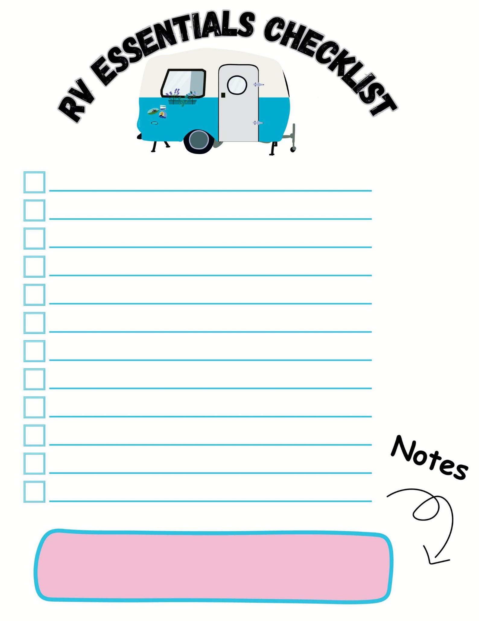 Printable RV Checklist, Camper Packing List, Travel Checklist for Rvs ...