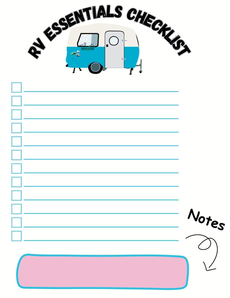 Printable RV Checklist, Camper Packing List, Travel Checklist for Rvs ...