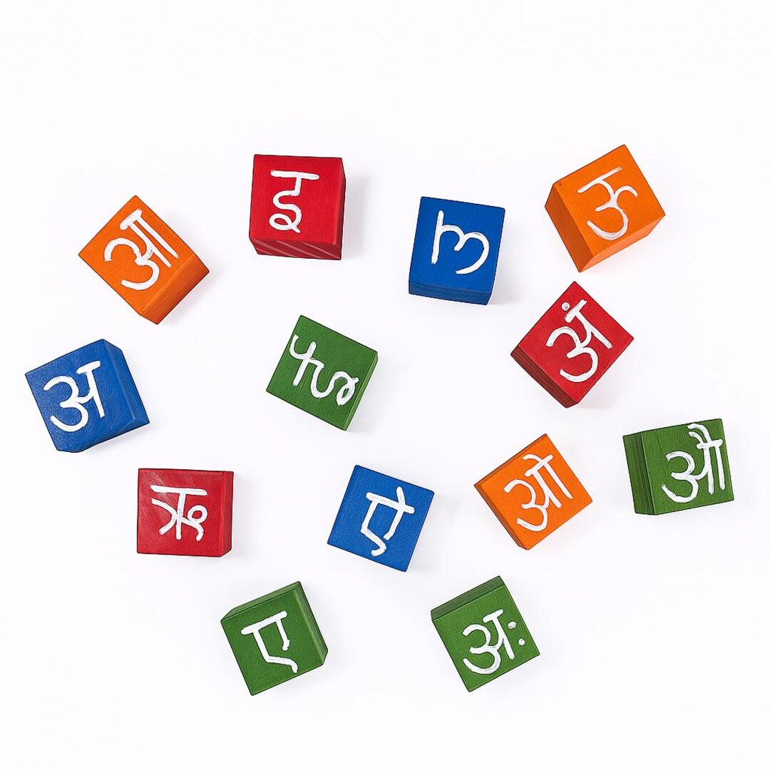 USHAVI Wooden Hindi Alphabet Blocks for Kids – Montessori Educational ...