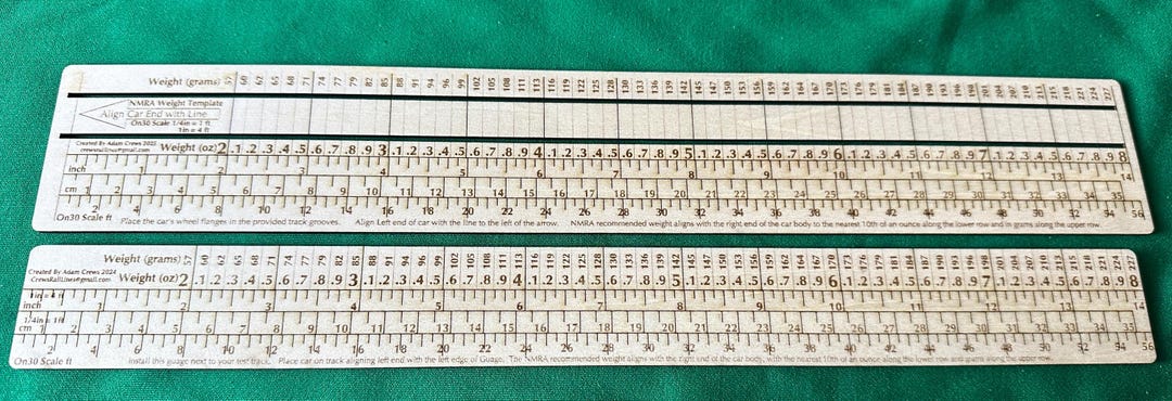 On30 Scale NMRA Weight Ruler Without Flangeways - Etsy