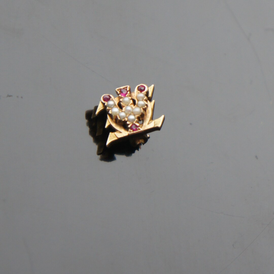 Vintage 10k Gold Pearl Ruby Psi Omega Fraternity Pin Badge 2.3gr - Etsy