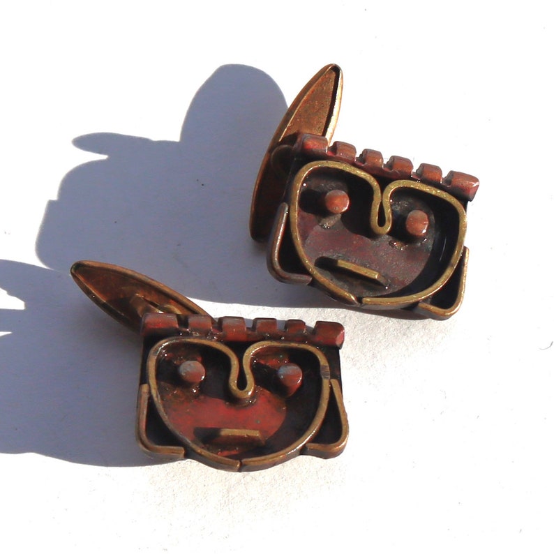 Vintage Mid Century Modern Mixed Metal Casa Maya Copper Brass Face ...
