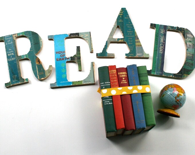 Custom READ Letters Made With Upcycled Vintage Book Dust Jackets ...