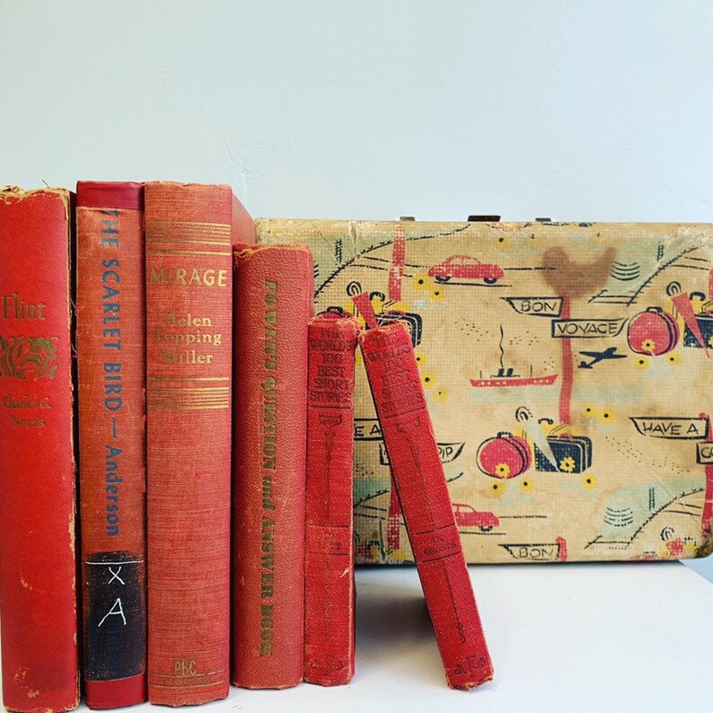 Faded Red Books Instant Library Collection by Color | Etsy