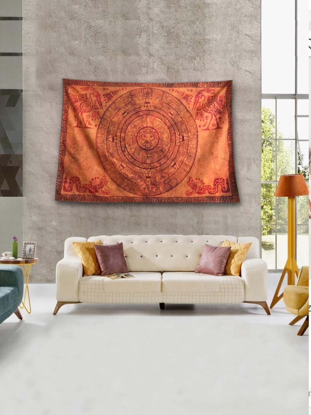 Ancient Aztec Egyptian Velvet Wall Tapestry – Luxury Boho Wall Hanging ...