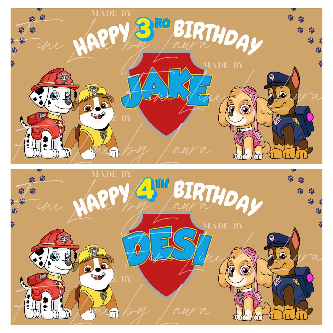 Paw Patrol Birthday Banner- TEMPLATE - Etsy
