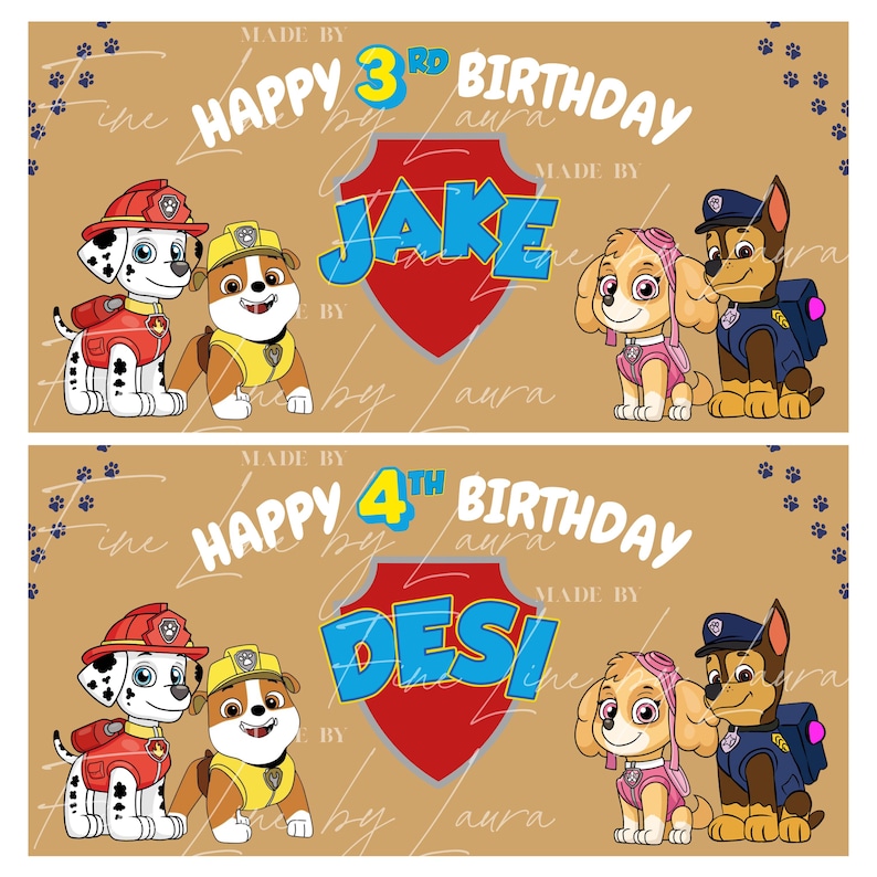 Paw Patrol Birthday Banner- TEMPLATE - Etsy